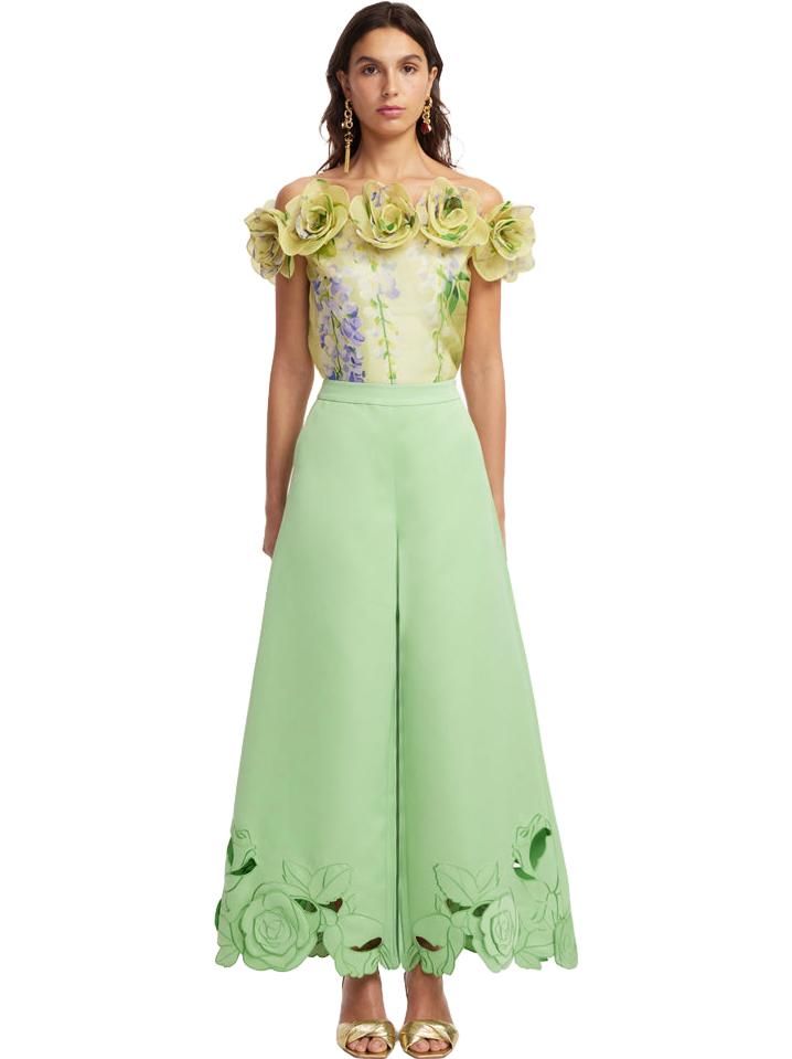 LEO LIN Leo Lin Theodora Appliqué Wide-Leg Pants